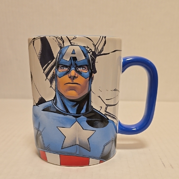 Marvel | Dining | Marvel Captain America Mug With Blue Handle | Poshmark